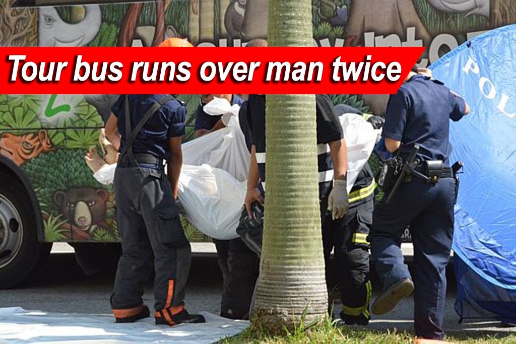 Tour bus runs over man twice in Geylang - Sgcarmart