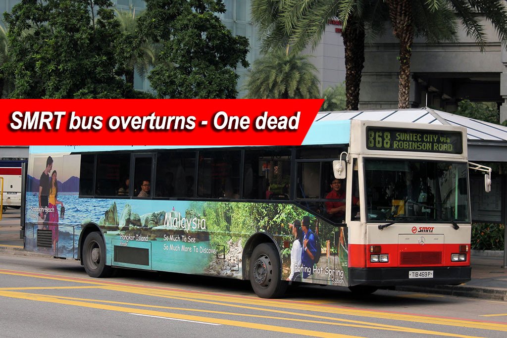 SMRT bus skids and overturns, killing one passenger