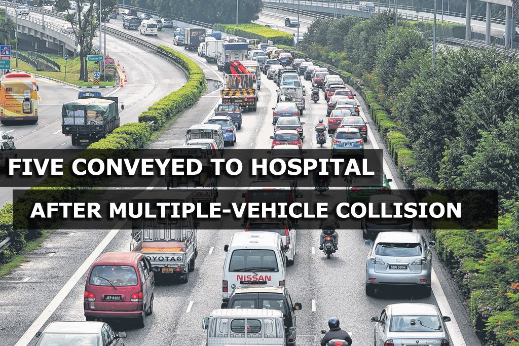 Five people were conveyed to hospital after multiple-vehicle collision ...