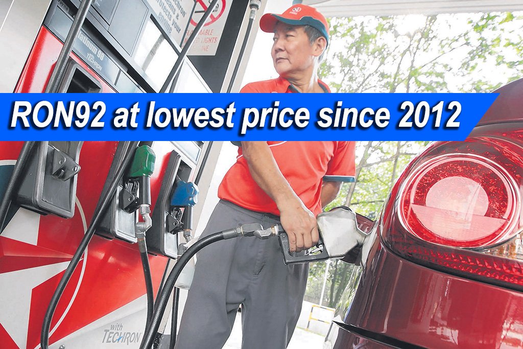Price for RON92 petrol falls below $2