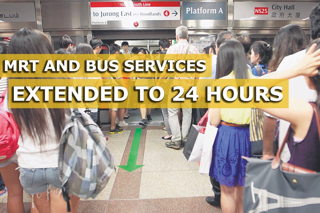 24-hour train and bus services on Wednesday