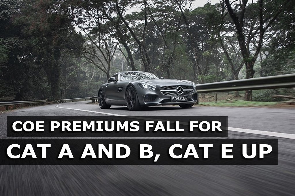 COE premiums for Cat A and B fall, while Cat E rises again - Sgcarmart