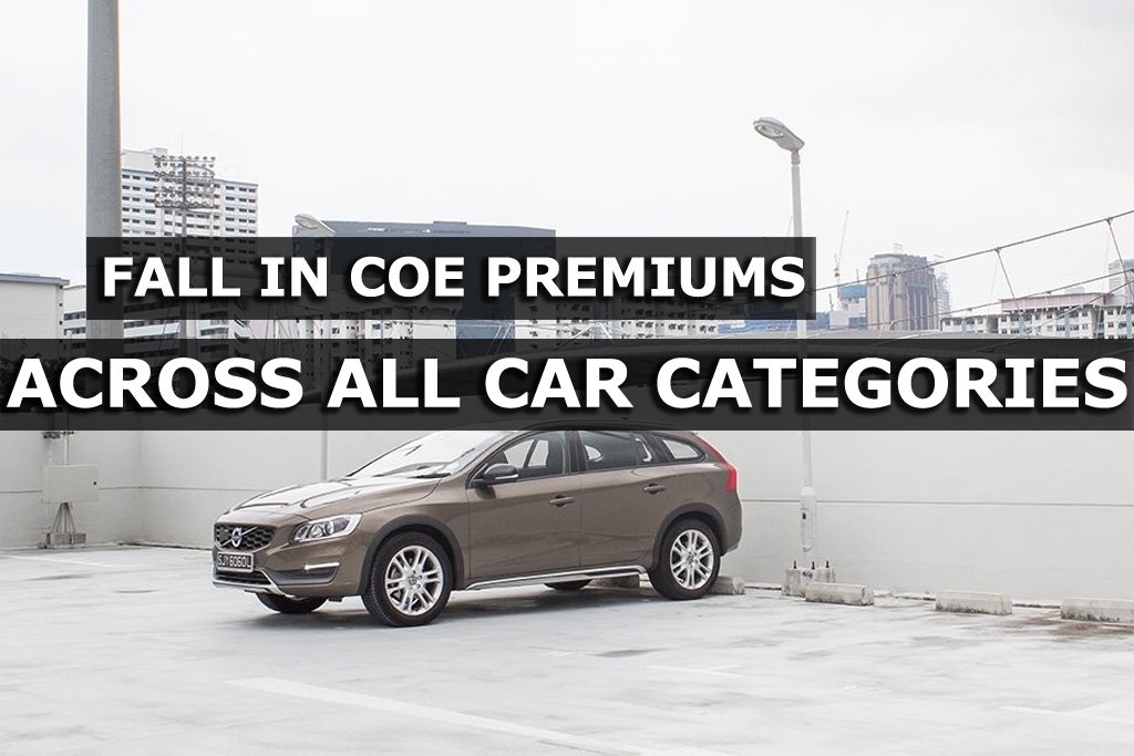 COE premiums for Cat A, B and E all fall