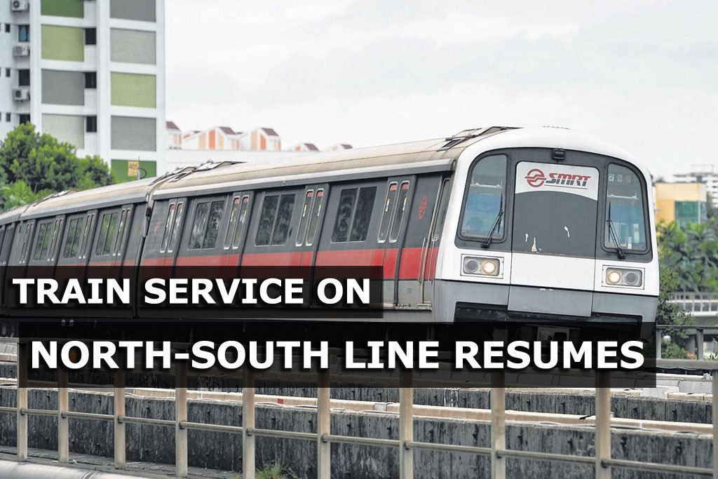 Train service has resumed after delays on the North-South Line