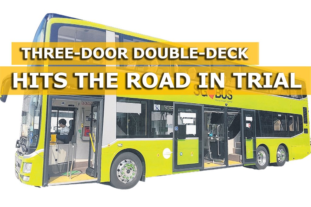 Double-decker bus with three doors hits the road in trial