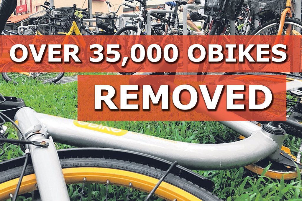 Over 35,000 oBike bicycles removed