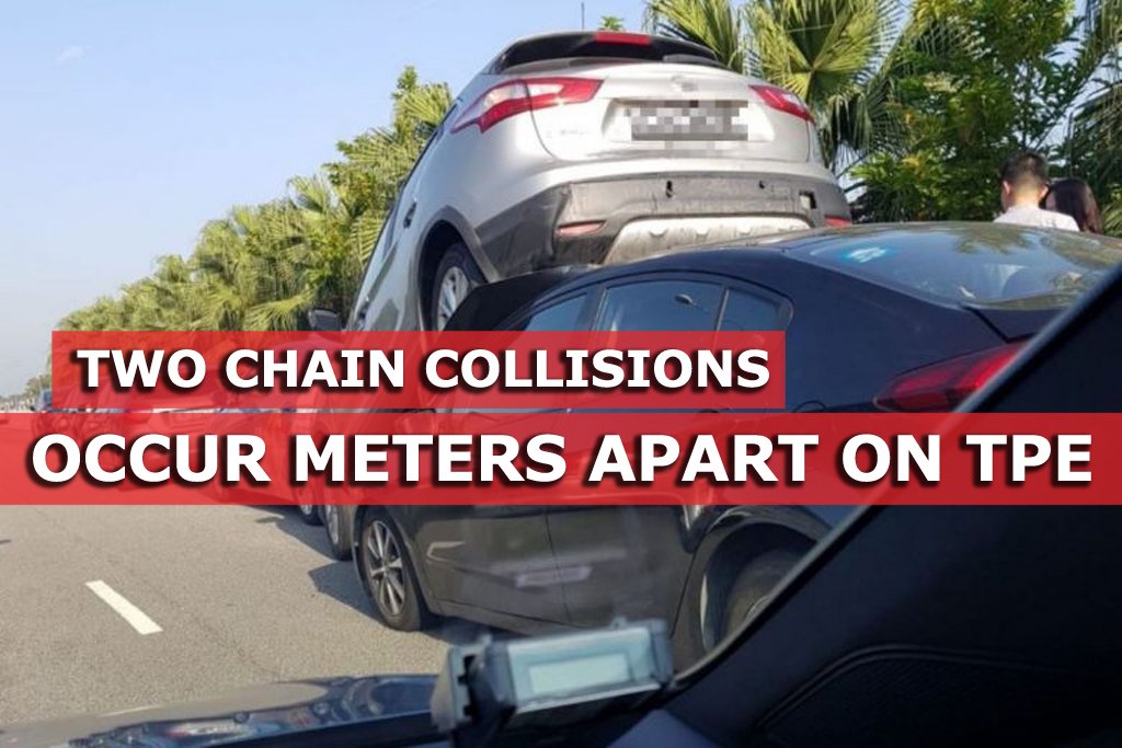 Two chain collisions involving eight cars occur metres apart on TPE ...