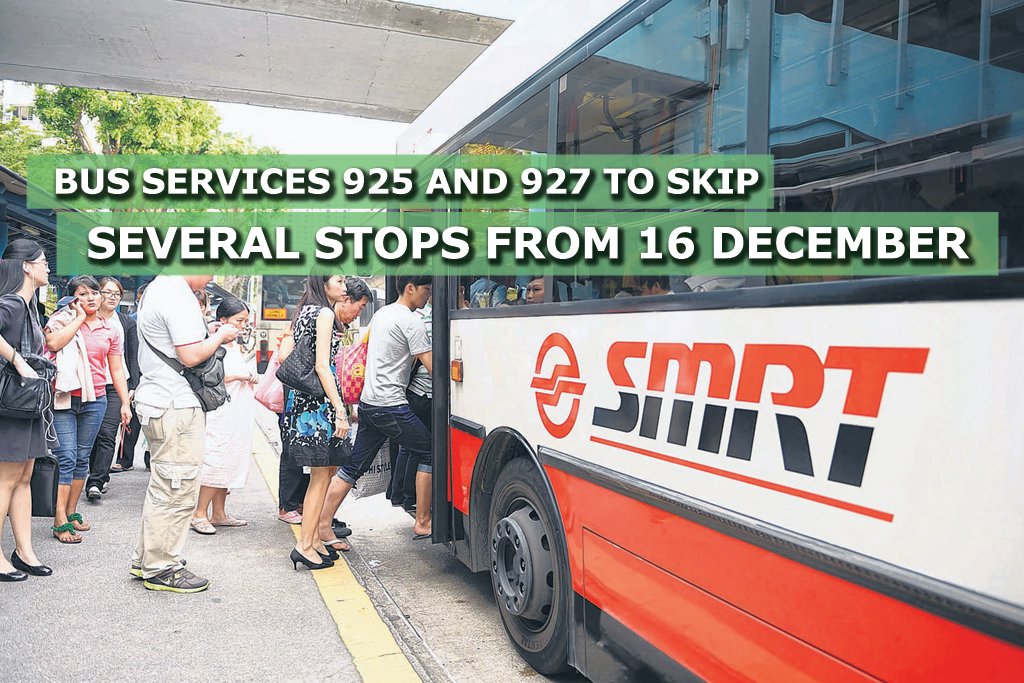Bus services 925 and 927 to skip several stops from 16 December