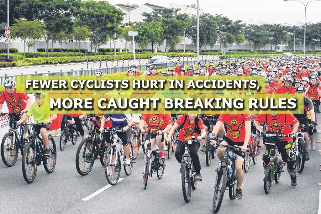 Fewer cyclists hurt in accidents, more caught breaking rules